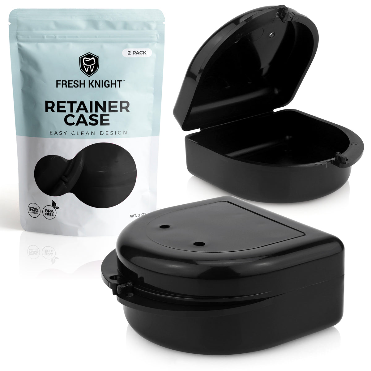 2 Pack: The Original Stealth Black Retainer Case – FreshKnight